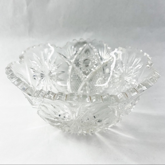 Vintage | Dining | Vintage Crystal Saw Tooth Rim Glass Bowl | Poshmark